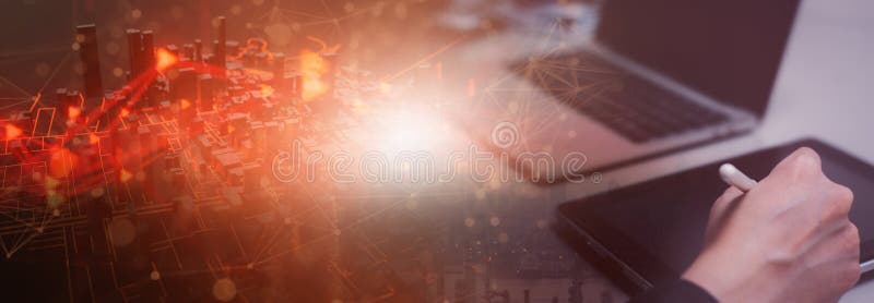 Advanced Programmer Working with Computer Build Smart City Network ...