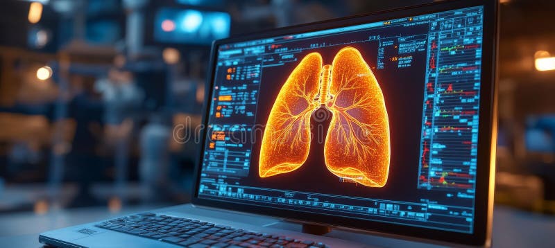 Advanced Pulmonology Laptop Displays 3D Lung Model with Real-Time ...