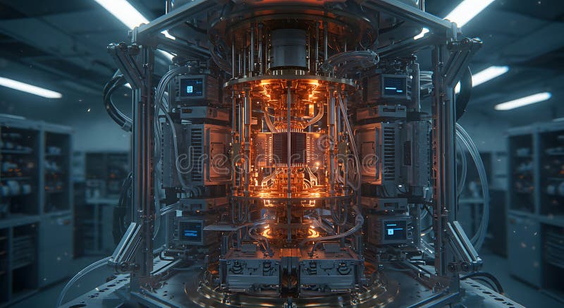 Advanced Quantum Computer: a Futuristic 3D Rendering Stock Illustration ...