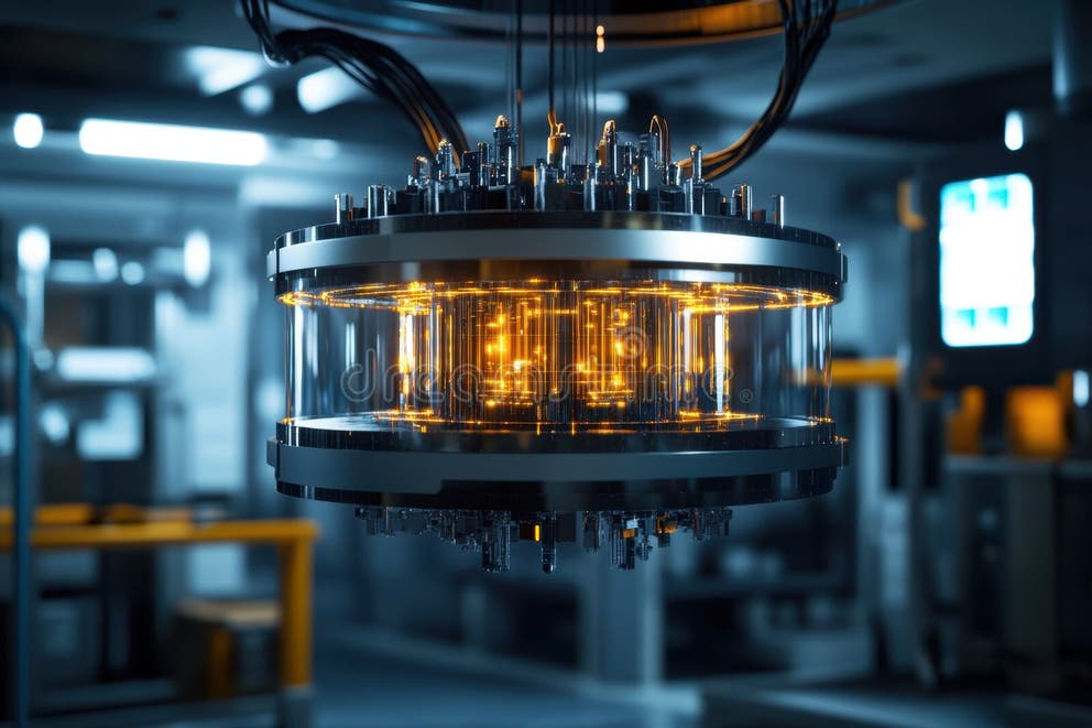 Advanced Quantum Computer System Processing Data in a High-tech ...