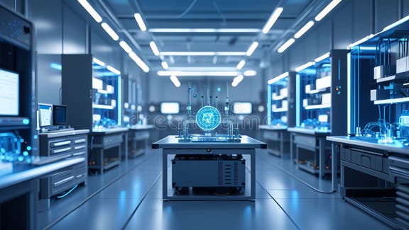 Advanced Quantum Computing Laboratory with High-Tech Equipment Stock Illustration - Illustration ...