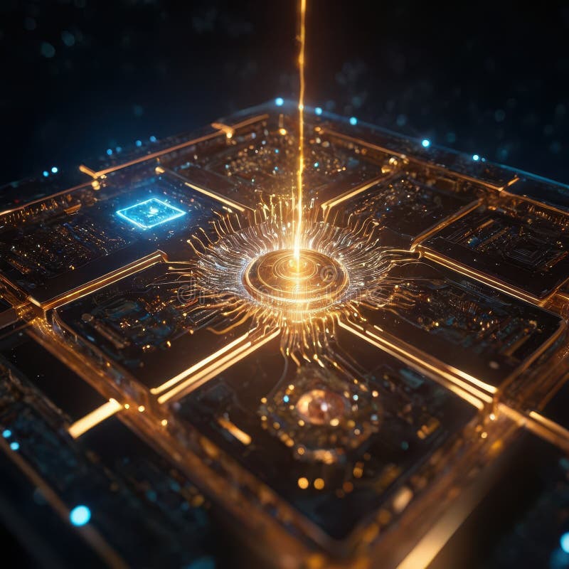 Advanced Quantum Processor with Energy Beam Activation Stock Photo ...