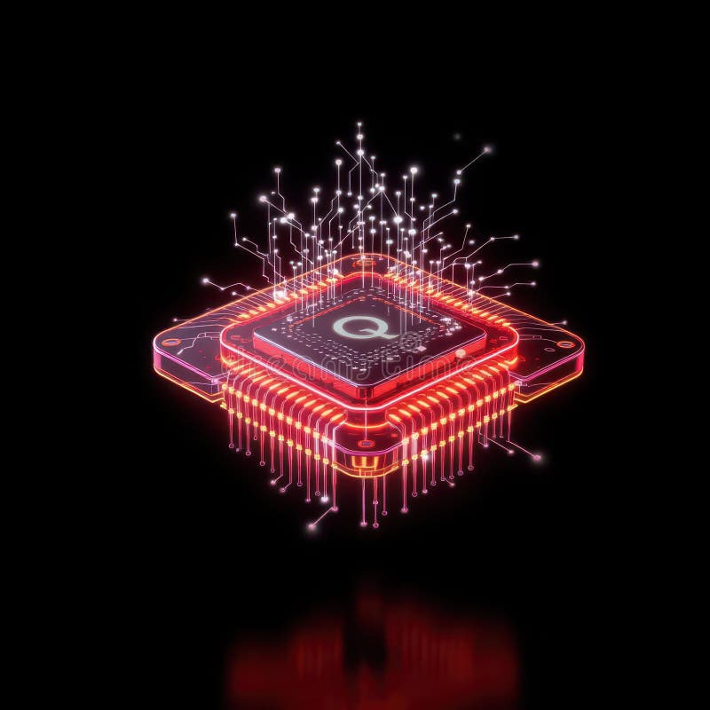 Advanced Quantum Processor with Vibrant Neon Glow and Intricate Circuit ...