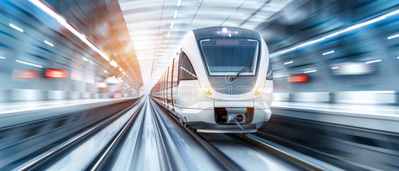 Advanced Rail Transport in Modern Terminal Stock Illustration ...