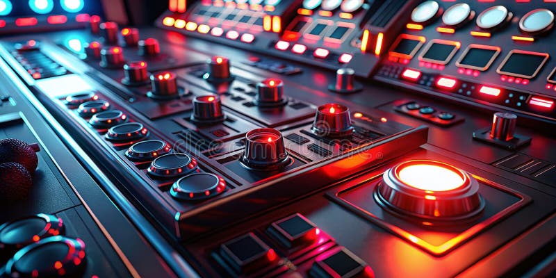 Advanced Red Illuminated Control Panel a Futuristic SciFi Interface for ...