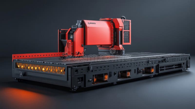 Advanced Red Industrial Robotic Cutting Machine System Stock ...