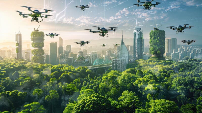 Advanced Reforestation Technology Depicted by Drones Planting Trees in ... Advanced Reforestation Technology Depicted by Drones Planting Trees in ...