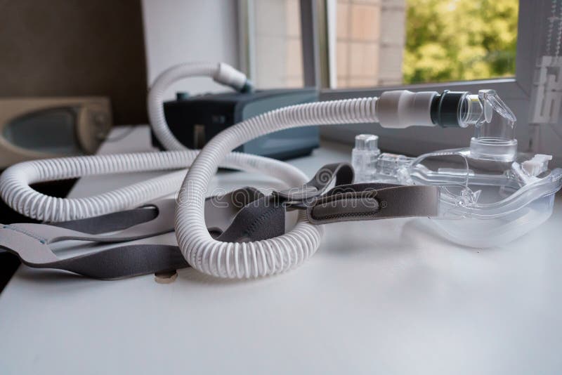 Advanced Respiratory Equipment with CPAP Machine and Mask Stock Photo ...