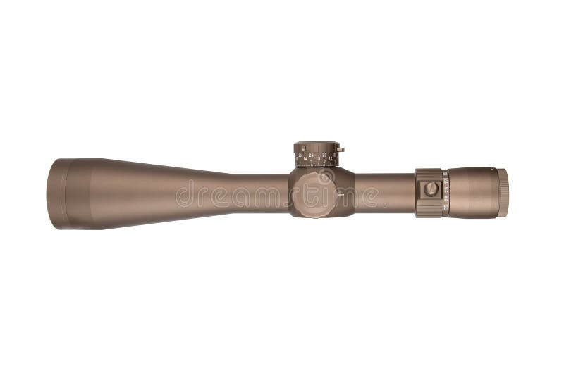 An Advanced Rifle Scope with a Matte Brown Coating, Adjustable Turrets ...
