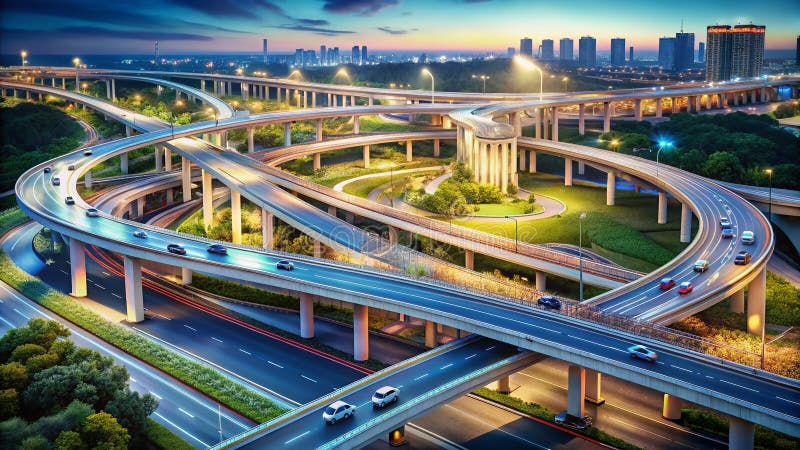 Advanced Road Interchange Design Blueprint Overlay on 3D Model Reveals ...