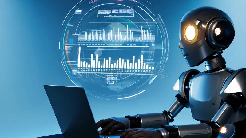 Advanced Robot Analyzing Data on Modern Computer Screen Stock Video ... Advanced Robot Analyzing Data on Modern Computer Screen Stock Video ...