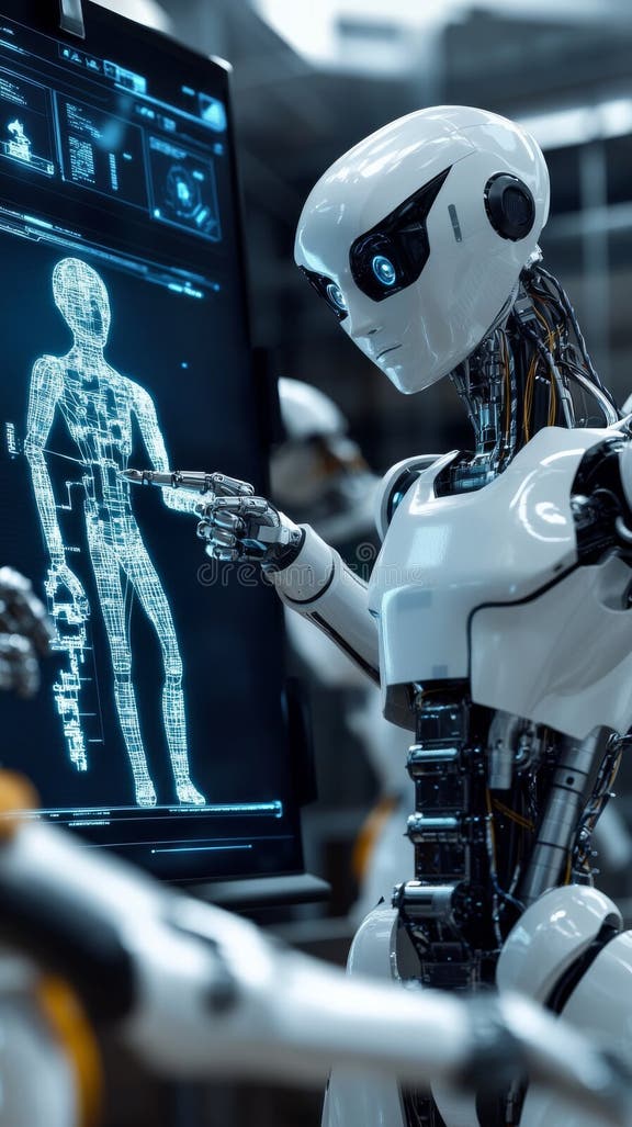 Advanced Robot Analyzing Digital Human Anatomy Display Stock Image ...
