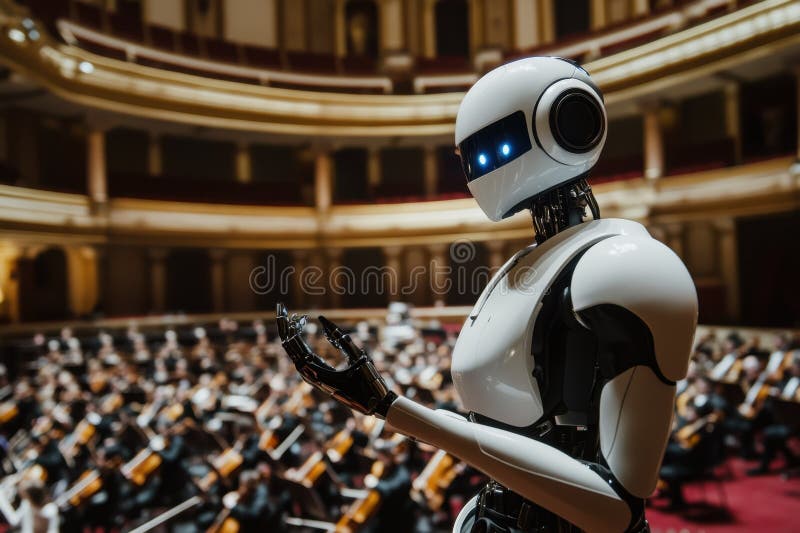 Advanced Robot Conducts Orchestra in Grand Concert Hall during ...