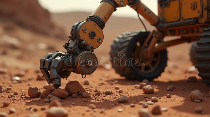 Advanced Robot Excavator on Mars Landscape Stock Photo - Image of ...