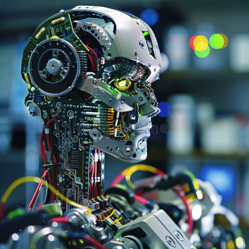 Advanced Robot Head Close-Up Stock Photo - Image of technology, robot ...