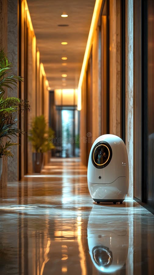 Advanced Robot in a Luxurious Hallway with Natural Lighting Stock Photo ...
