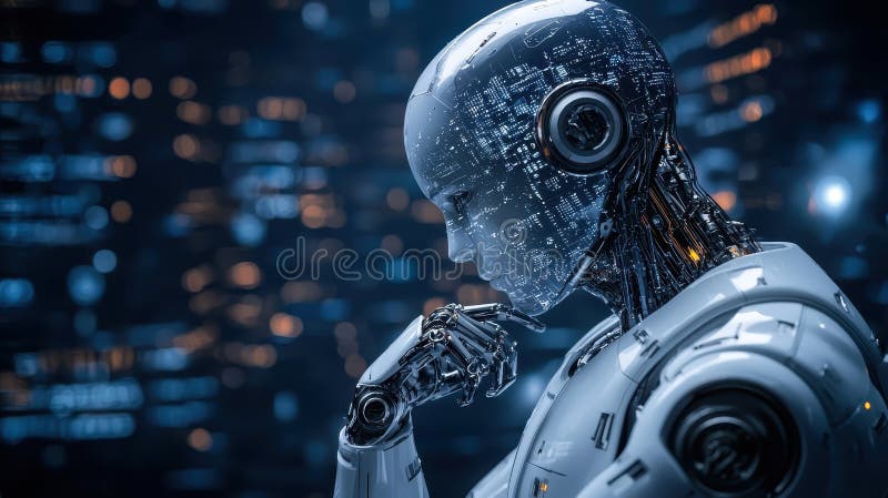 Robot Contemplation in a Futuristic Setting Digital Environment ...