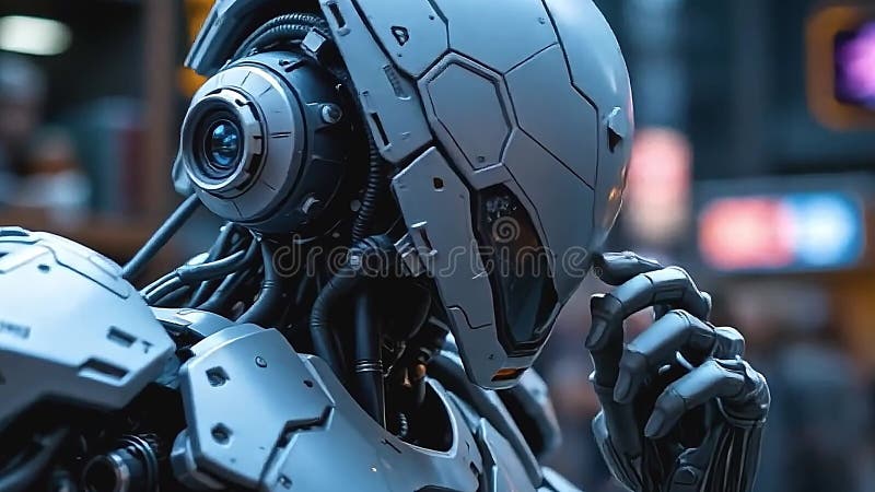 An Advanced Robot with a Sleek, Shiny Exterior and Complex Inner ...