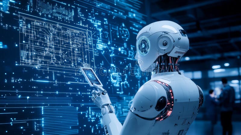 Advanced Robot Using Artificial Intelligence and Learning Algorithms Stock Image - Image of ...