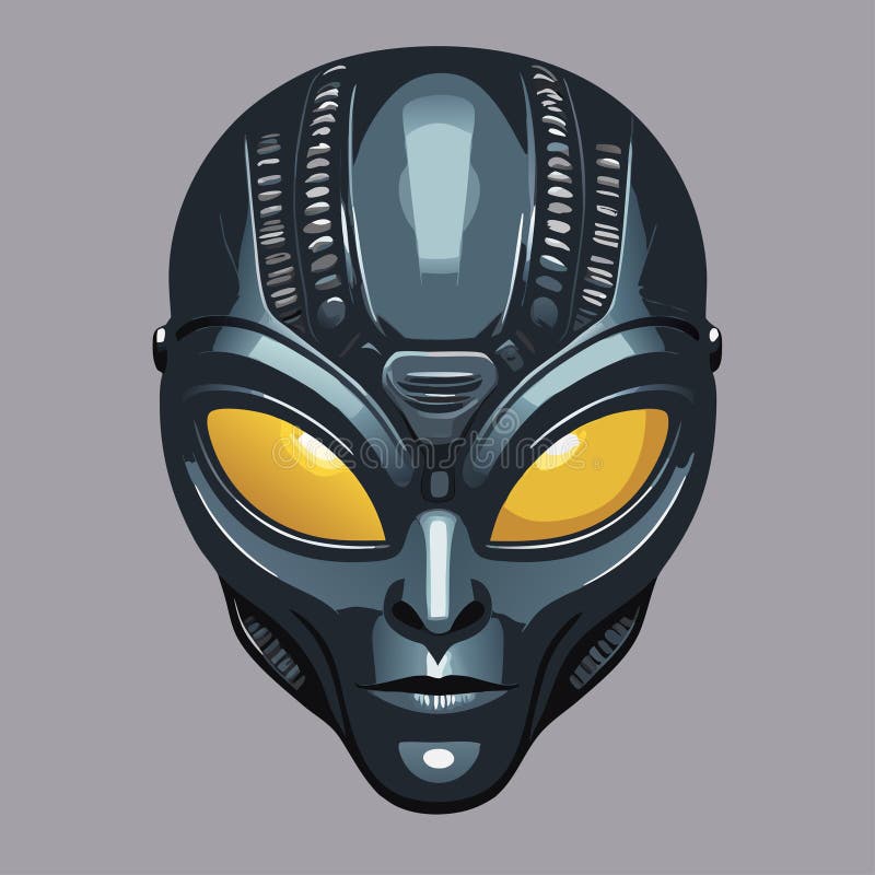 Advanced Robotic Alien with Yellow Eyes Stock Vector - Illustration of ...