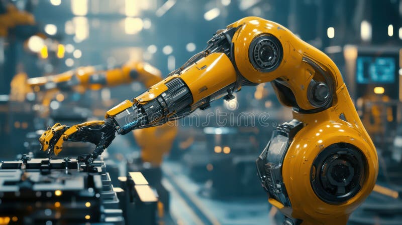 Advanced Robotic Arm Assembling Components in a High-tech Manufacturing ...