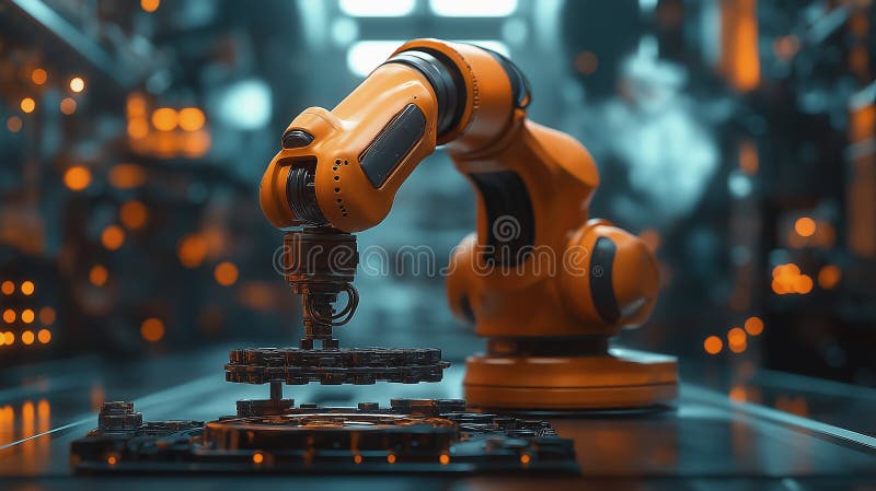 Advanced Robotic Arm Assembling Components in a Modern Manufacturing ...