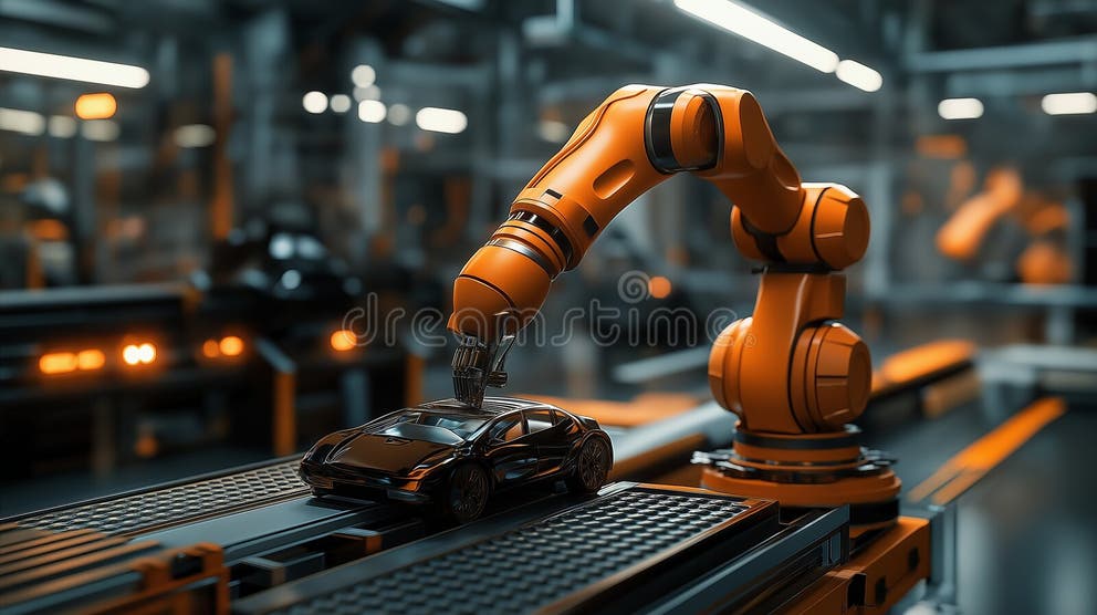 Advanced Robotic Arm Assembling Components in a Modern Manufacturing ...