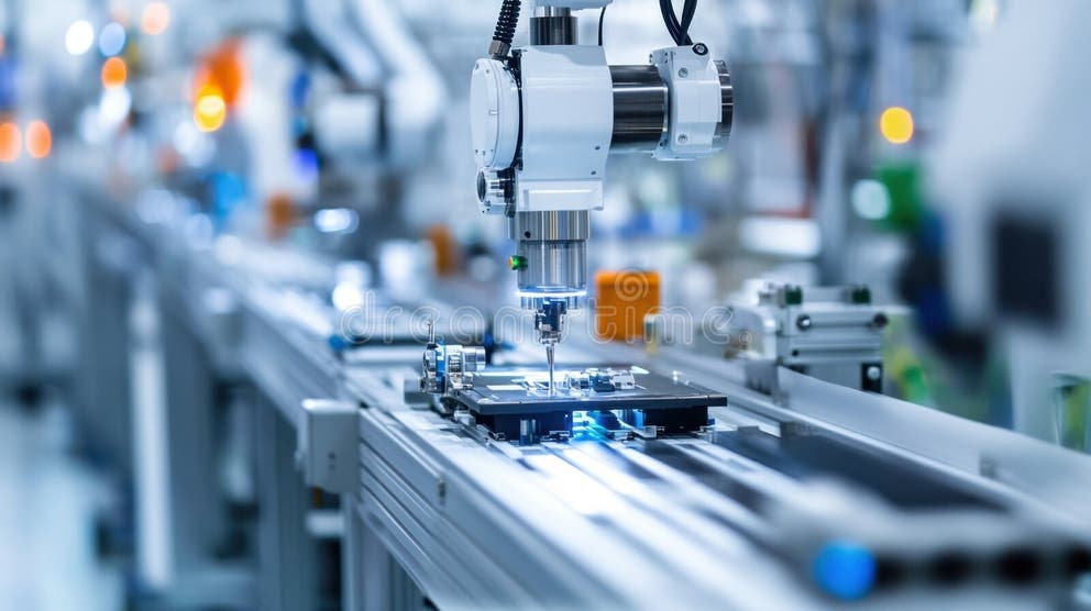 Advanced Robotic Arm Assembling Electronic Circuit Boards Stock Image ...