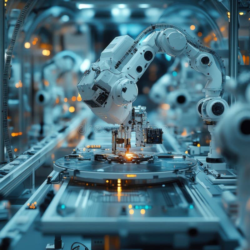 Robotic Arm Operates High Tech Production Line Stock Photos - Free ...