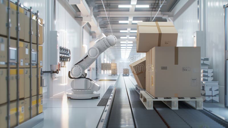 Advanced Robotic Arm in an Automated Warehouse Efficiently Palletizing ...