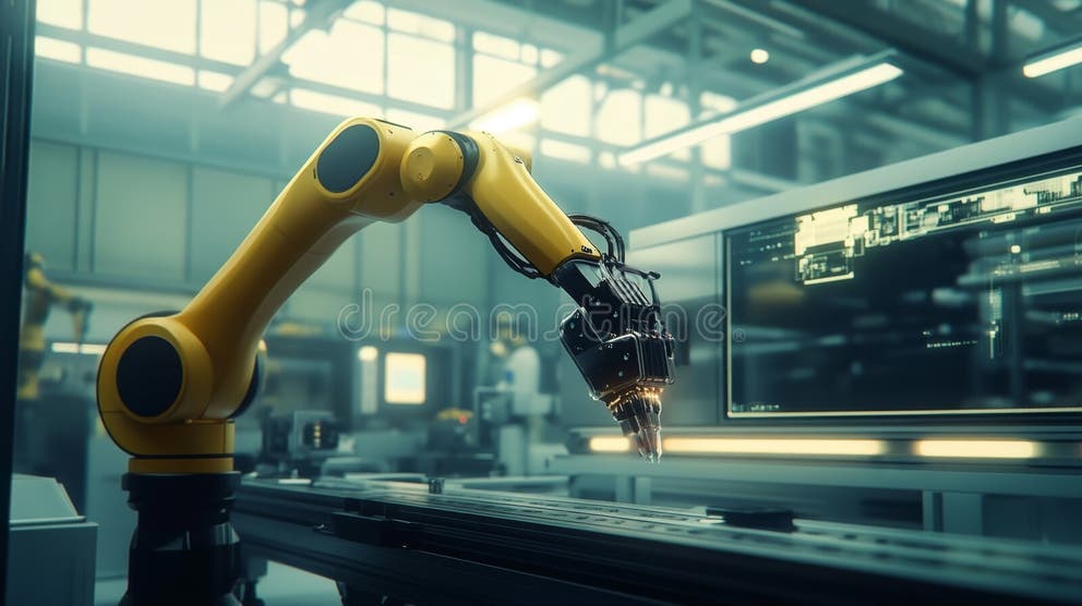 Advanced Robotic Arm Collaborating with Human in Modern Facility Stock ...