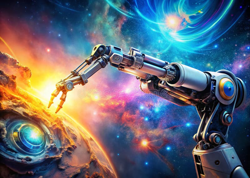 Advanced Robotic Arm in a Double Exposure Exploring Futuristic ...