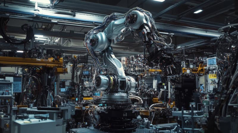 Advanced Robotic Arm in Fully Automated Manufacturing Process Stock ...