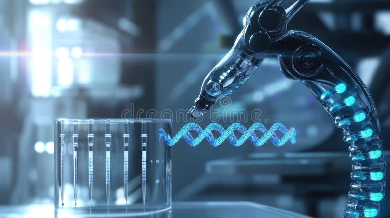 Robotic Arm Analyzing Dna Sequence in Laboratory Stock Image - Image of ...
