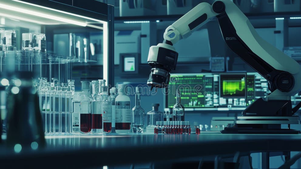 Advanced Robotic Arm in High-Tech Laboratory Environment Stock Image ...