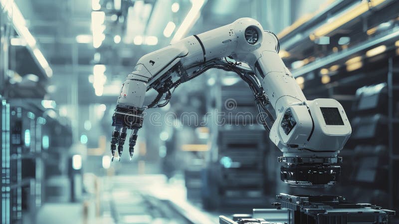 Advanced Robotic Arm in High-tech Manufacturing Line Stock Illustration ...