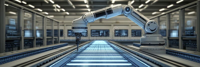 Advanced Robotic Arm in a Modern Technology Setting Stock Illustration ...