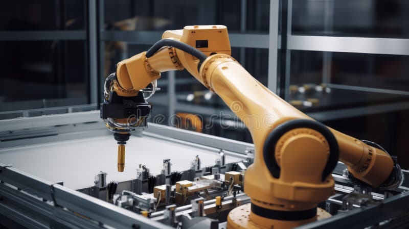 Advanced Robotic Arm Operating on a Manufacturing Assembly Line Stock ... Advanced Robotic Arm Operating on a Manufacturing Assembly Line Stock ...