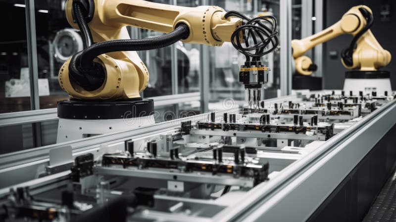 Advanced Robotic Arm Operating on a Manufacturing Assembly Line Stock ... Advanced Robotic Arm Operating on a Manufacturing Assembly Line Stock ...