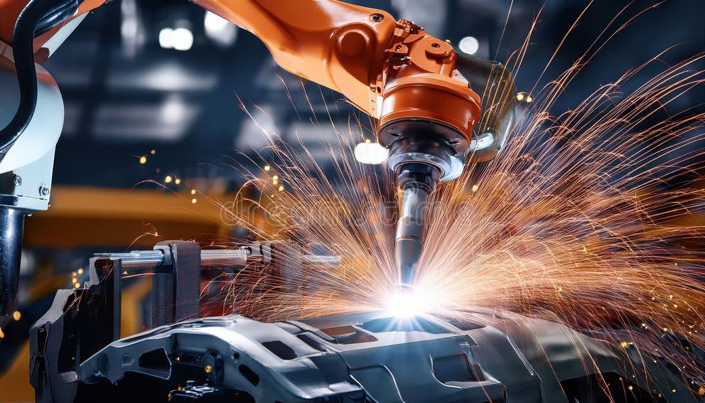 Innovative Robotic Welding Process in Heavy Stock Image - Image of ...