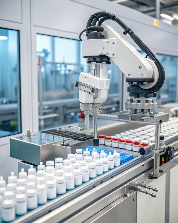 Advanced Robotic Arm in Pharmaceutical Production Line for Efficient ...