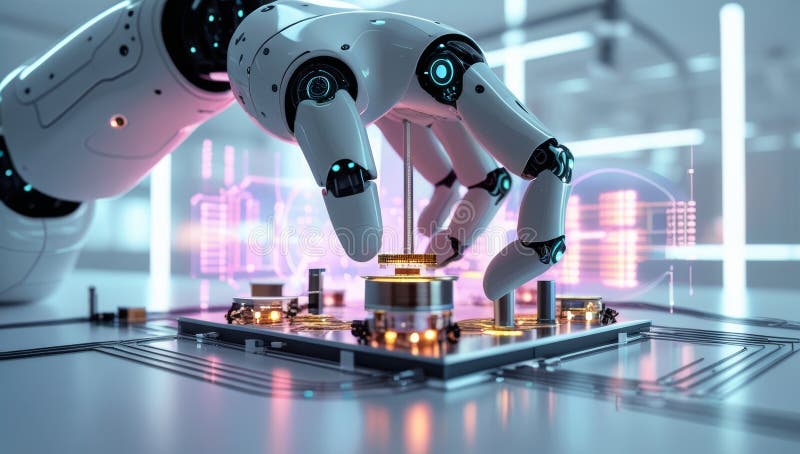 Advanced Robotic Arm Precisely Assembling Electronic Components in a ...