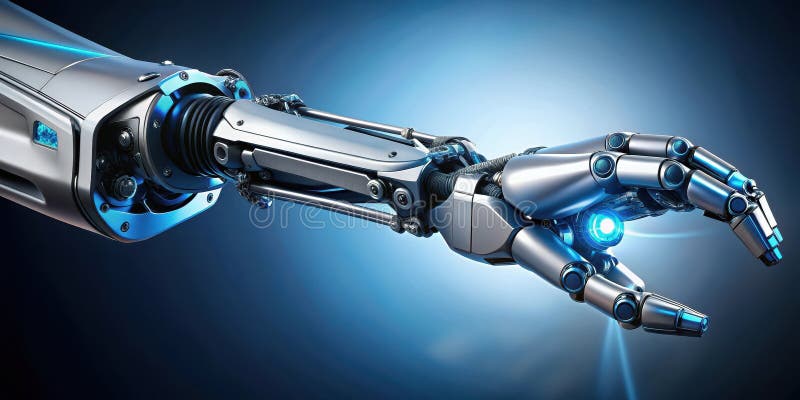 Advanced Robotic Arm Reaching Out, Showcasing Intricate Metallic Design ...