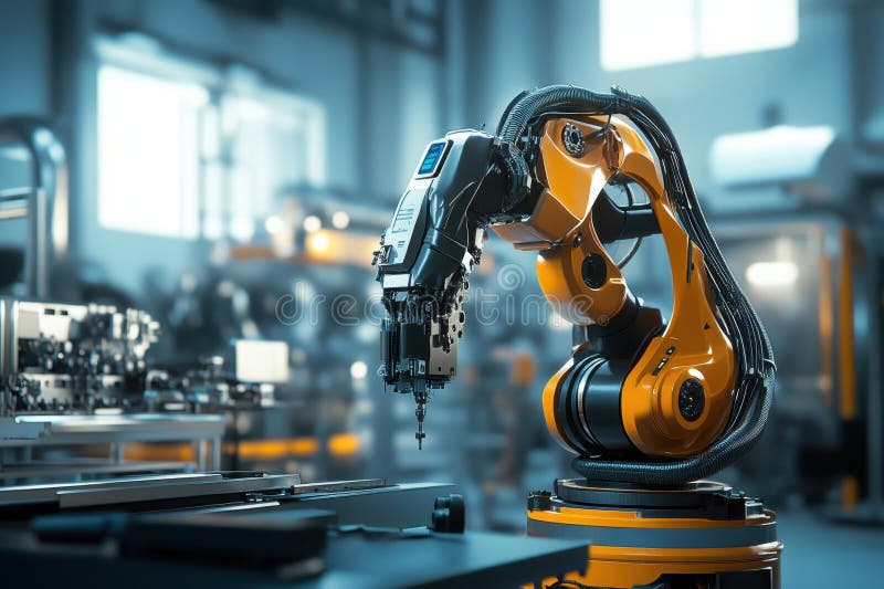 Advanced Robotic Arm Working in a Modern Industrial Setting during ...