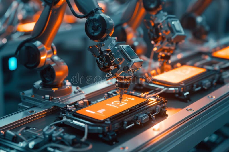 Advanced Robotic Arms Assembling Smartphones in High-Tech Factory Stock ... Advanced Robotic Arms Assembling Smartphones in High-Tech Factory Stock ...