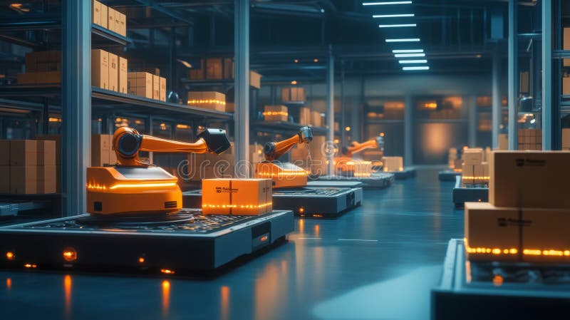 Advanced Robotic Arms Automate Packaging Process in Modern Warehouse ...