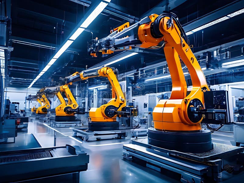 Advanced Robotic Arms Operate in Hightech Manufacturing Facility ...