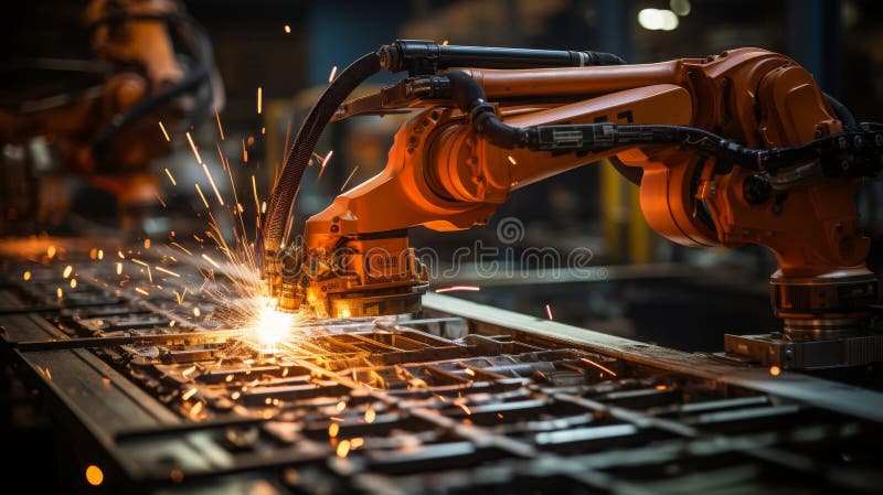 Industrial Robots Weld Spaceship Components in a High-tech Facility ...