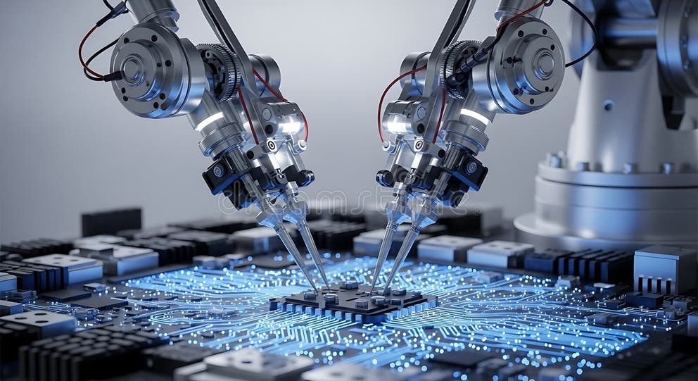Precision Robotic Arms Assembling Microscopic Components in Advanced ...