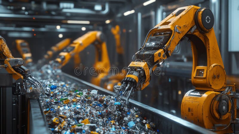 Robots Sorting Recyclable Materials in a Modern Waste Management ...